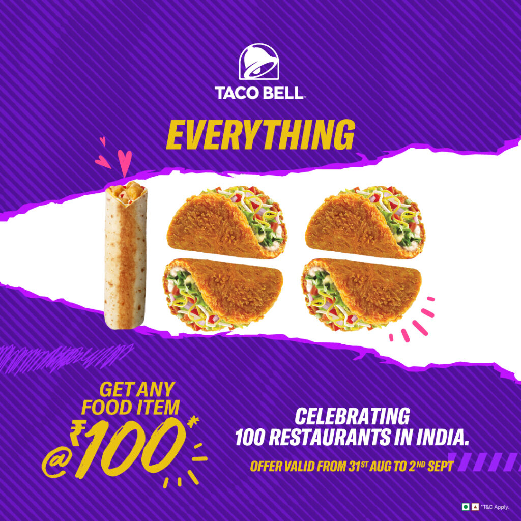 TACO BELL CELEBRATES 100 RESTAURANTS IN INDIA, MASTER FRANCHISE PARTNER ...